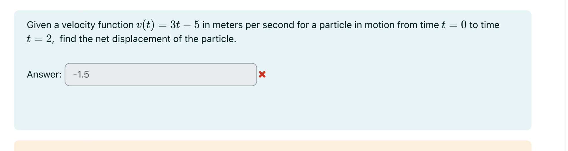Solved Given A Velocity Function V T 3 T 5 In
