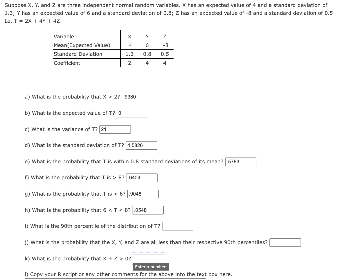 Solved Suppose X, Y, and Z are three independent normal | Chegg.com