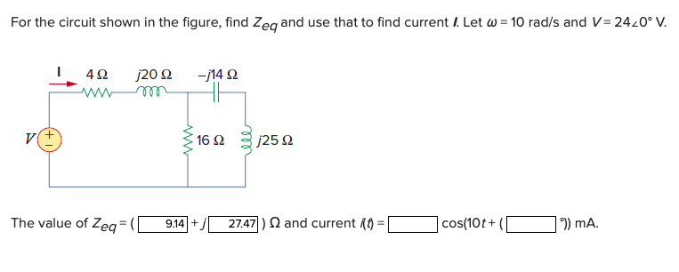 Solved For the circuit shown in the figure, find Zeq and use | Chegg.com
