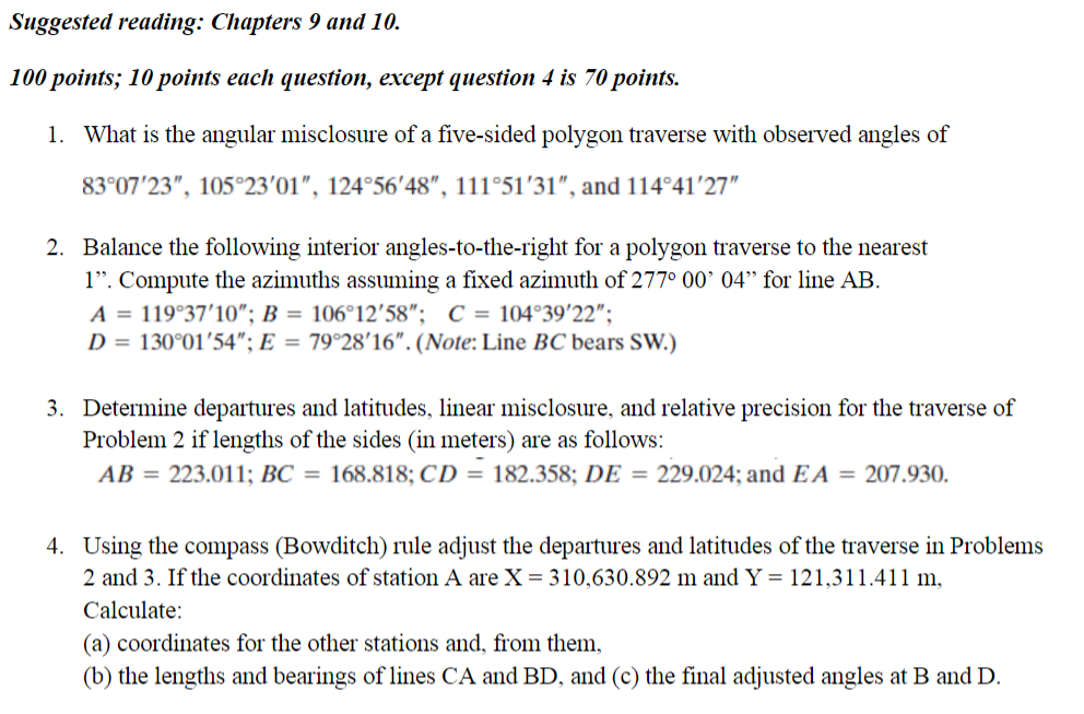 Solved uggested reading: Chapters 9 and 10. 00 points; 10 | Chegg.com