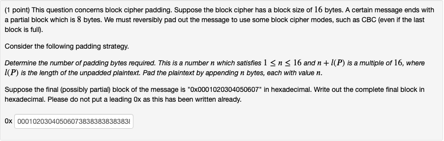 Solved (1 point) This question concerns block cipher | Chegg.com