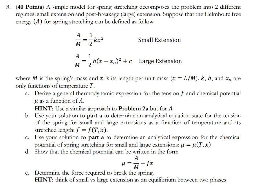 (40 ﻿Points) ﻿A simple model for spring stretching | Chegg.com