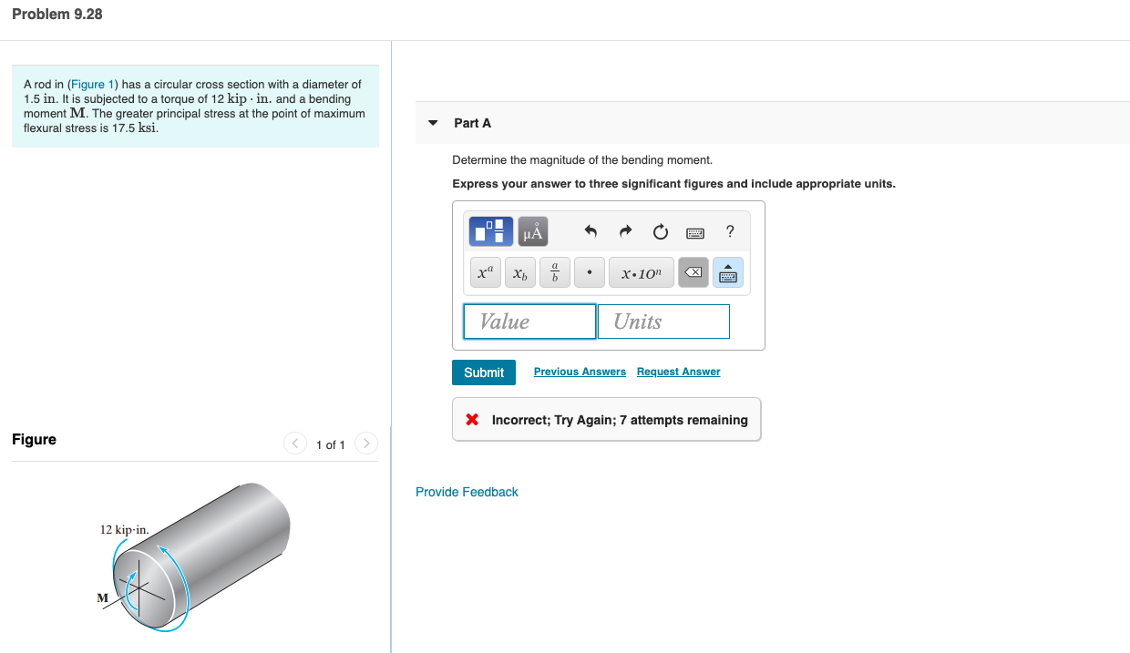 Solved Problem 9.28 A rod in (Figure 1) has a circular cross | Chegg.com