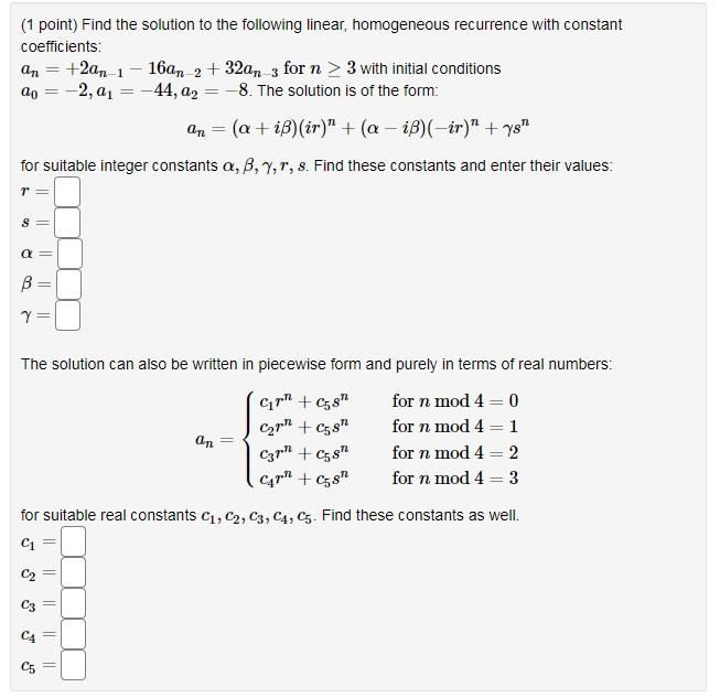 Solved Find the solution to the following linear, | Chegg.com