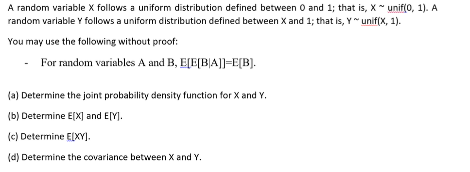 Solved A random variable X follows a uniform distribution | Chegg.com