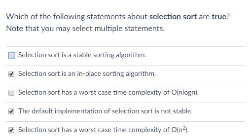 Solved Which of the following statements about selection | Chegg.com