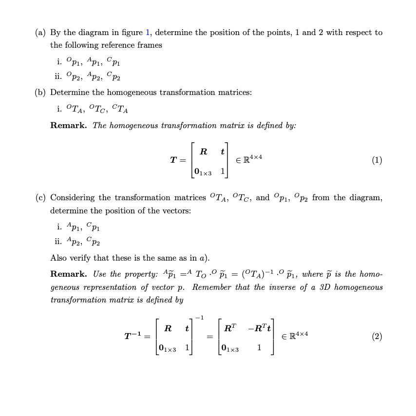Solved 1 Representing Pose In 3d Figure 1 3d Coordinates A
