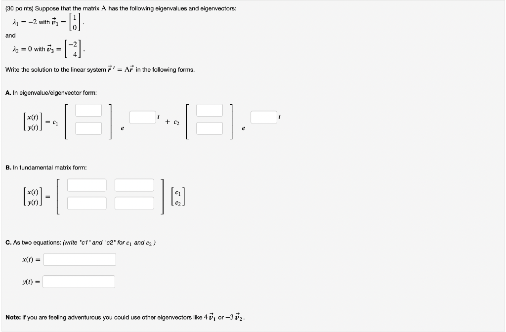 Solved ( 30 points) Suppose that the matrix A has the | Chegg.com