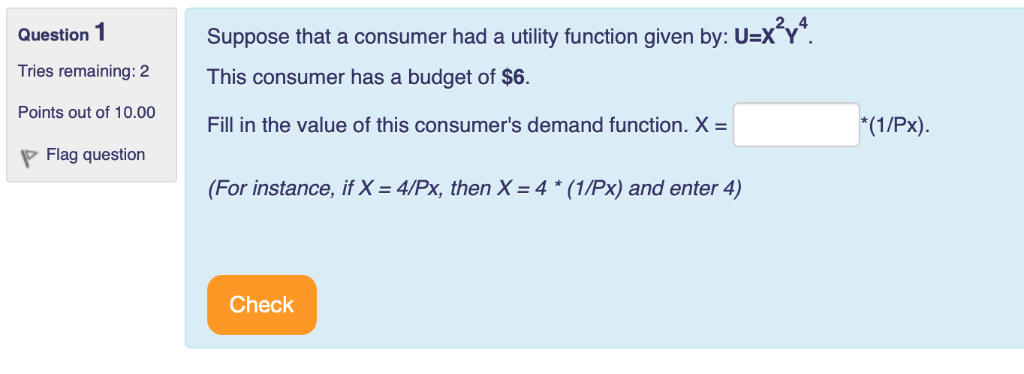 Solved Suppose that a consumer had a utility function given | Chegg.com