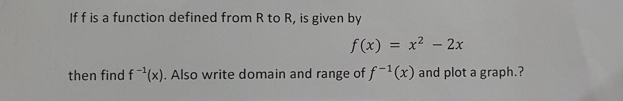 Solved If f is a function defined from R to R, is given by | Chegg.com
