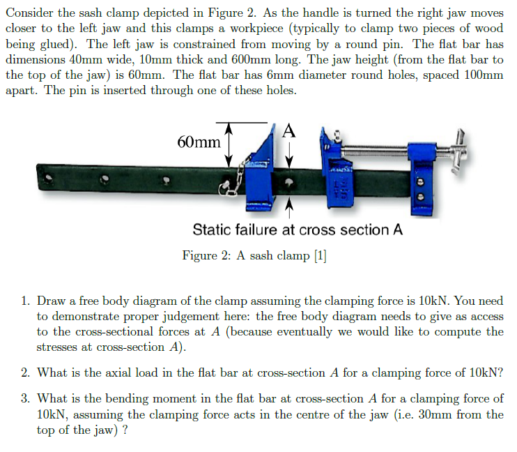 Solved Consider the sash clamp depicted in Figure 2. As the | Chegg.com