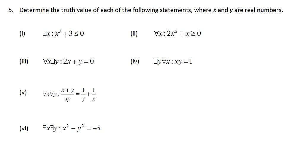 Solved 5. Determine the truth value of each of the following | Chegg.com