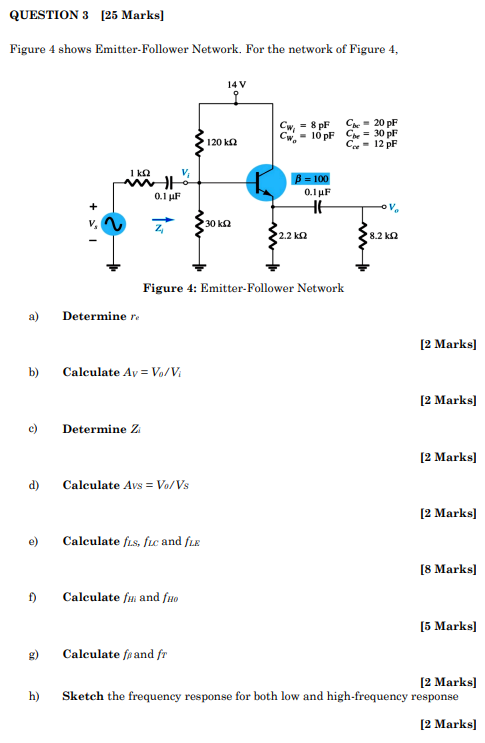 Solved Figure 4 shows Emitter-Follower Network. For the | Chegg.com