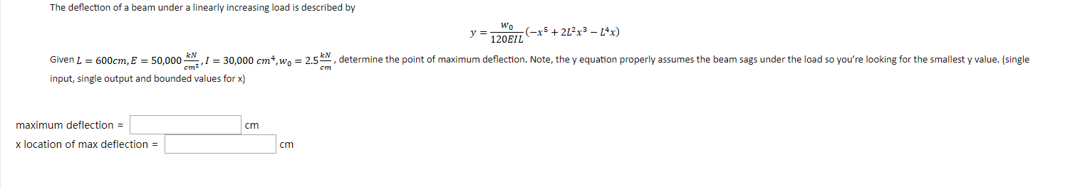 Solved The deflection of a beam under a linearly increasing | Chegg.com
