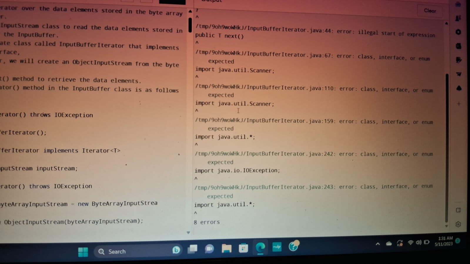 Solved rator over the data elements stored in the byte array | Chegg.com