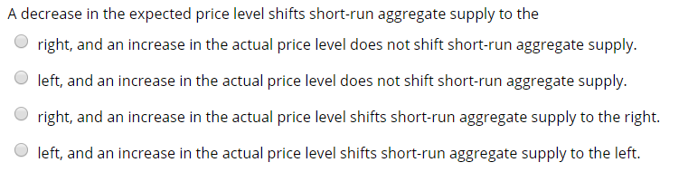Solved A decrease in the expected price level shifts | Chegg.com