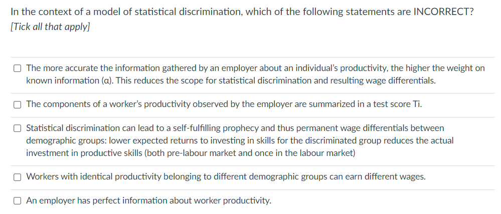 Solved In the context of a model of statistical | Chegg.com