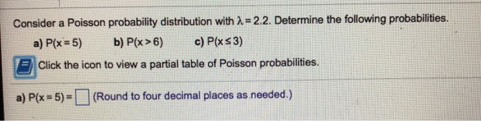 Solved Consider a Poisson probability distribution with 2.2. | Chegg.com
