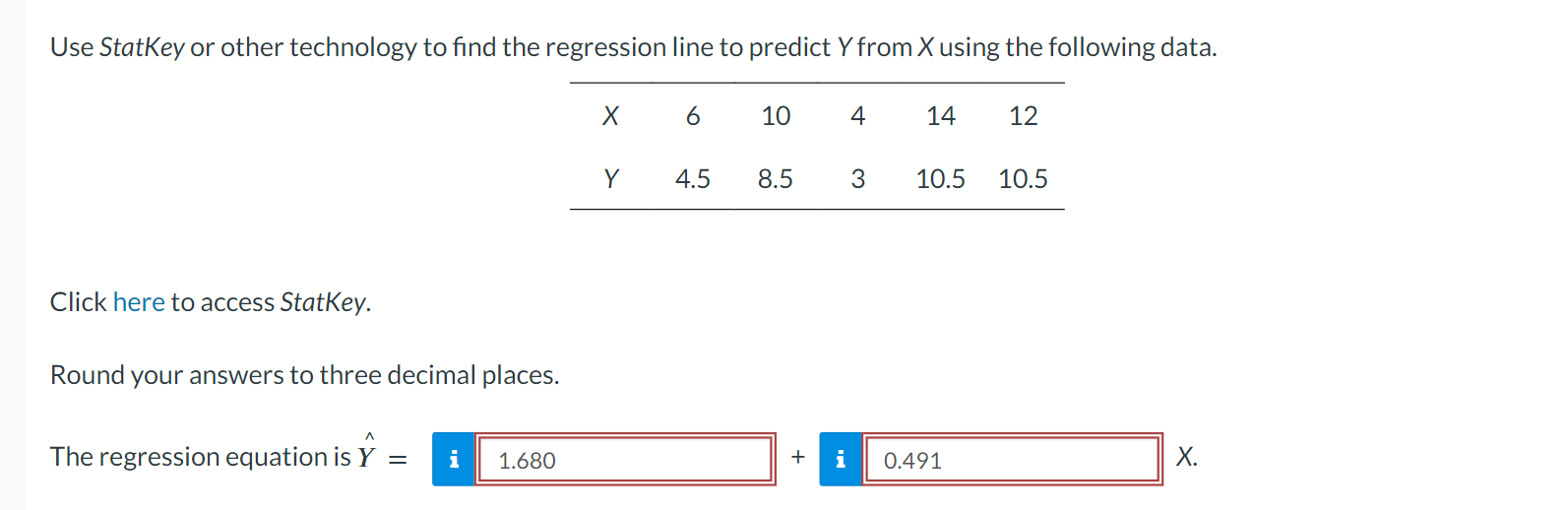 Solved Use StatKey or other technology to find the | Chegg.com