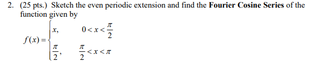 Solved 2. (25 pts.) Sketch the even periodic extension and | Chegg.com