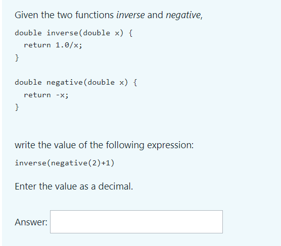 Solved Given the two functions inverse and negative, double | Chegg.com