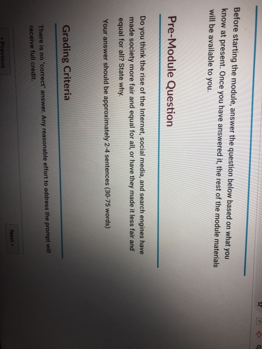 Solved Before starting the module, answer the question below | Chegg.com