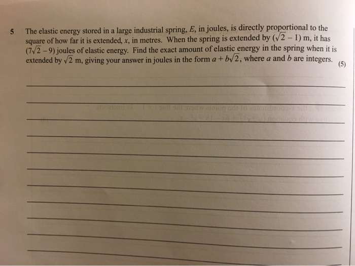 Solved 5 The elastic energy stored in a large industrial | Chegg.com