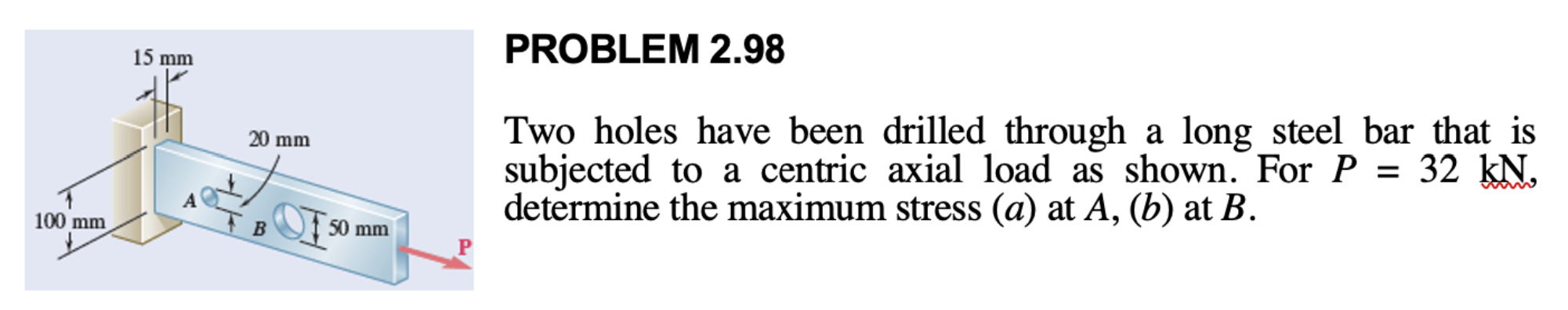 Solved Two holes have been drilled through a long steel bar | Chegg.com
