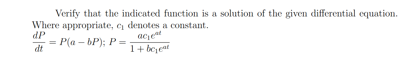Solved Verify that the indicated function is a solution of | Chegg.com