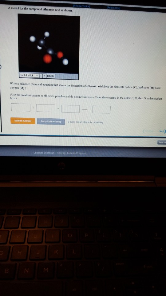 Solved A model for the compound ethanoic acid is shown 0 | Chegg.com