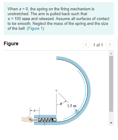 Solved When s = 0, the spring on the firing mechanism is | Chegg.com