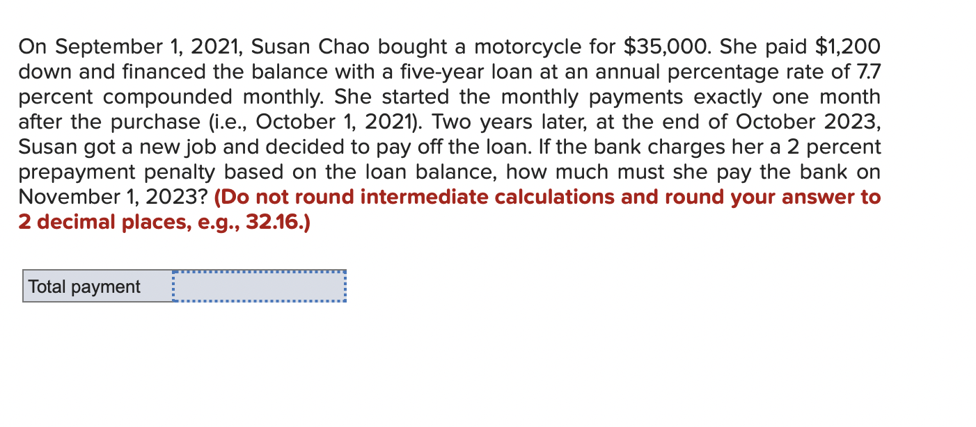 Solved On September 1, 2021, Susan Chao bought a motorcycle | Chegg.com