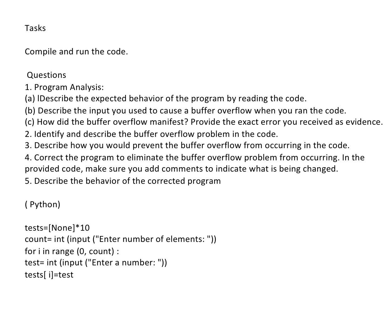 Solved Tasks Compile and run the code. Questions 1. Program | Chegg.com