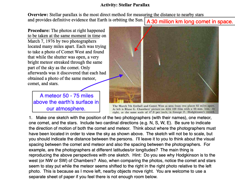 Solved Activity: Stellar Parallax Overview: Stellar parallax | Chegg.com