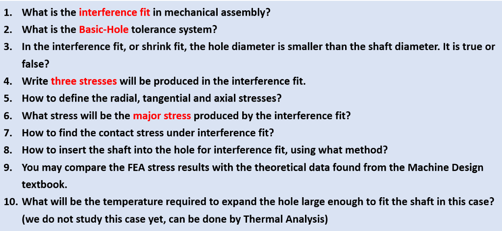 Solved 1. What is the interference fit in mechanical | Chegg.com