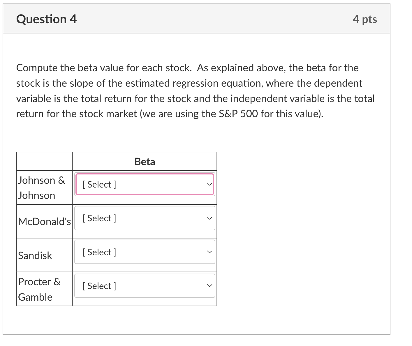 Compute the beta value for each stock. As explained | Chegg.com