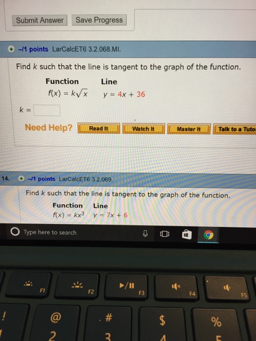 Solved Submit Answer Save Progress o -1 points LarCalcET6 | Chegg.com