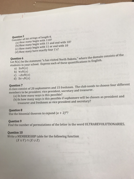 Solved Question 5 Consider All Bit Strings Of Length 6 A 5121