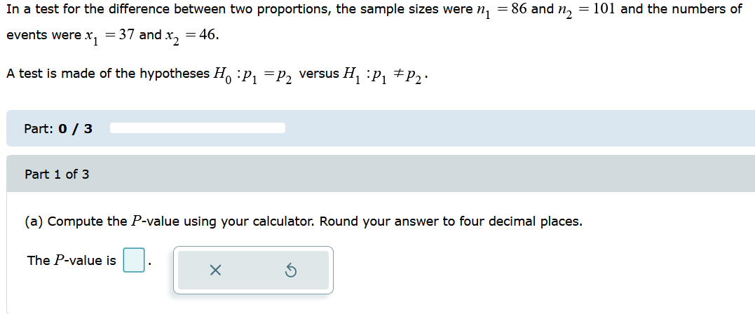 Solved In a test for the difference between two proportions, | Chegg.com