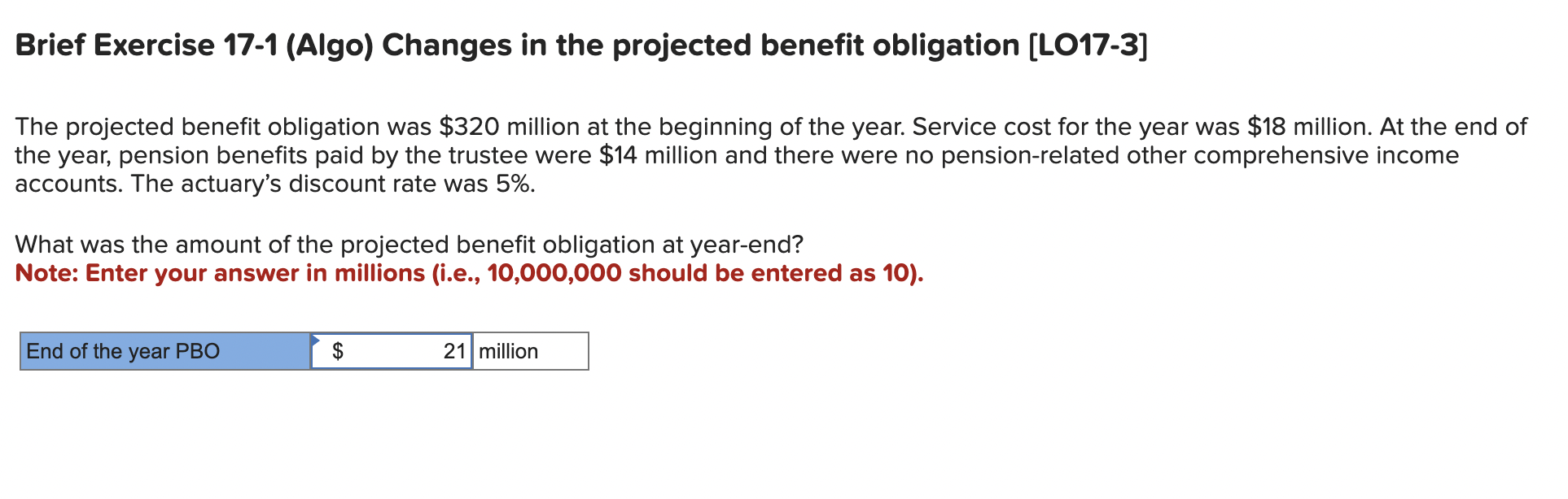 Solved Brief Exercise 17-1 (Algo) Changes in the projected | Chegg.com