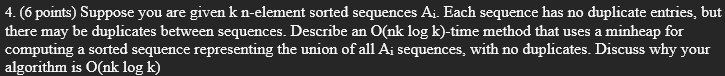 Solved 4. ( 6 points) Suppose you are given kn-element | Chegg.com
