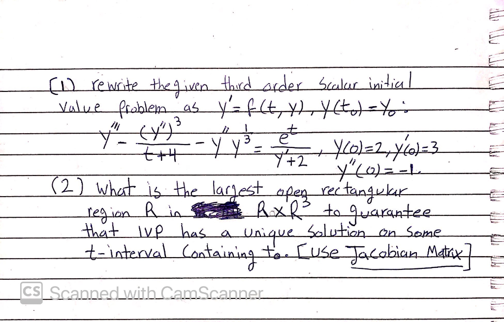Solved 3 111 I 3 et (o rewrite the given third order Scalur | Chegg.com