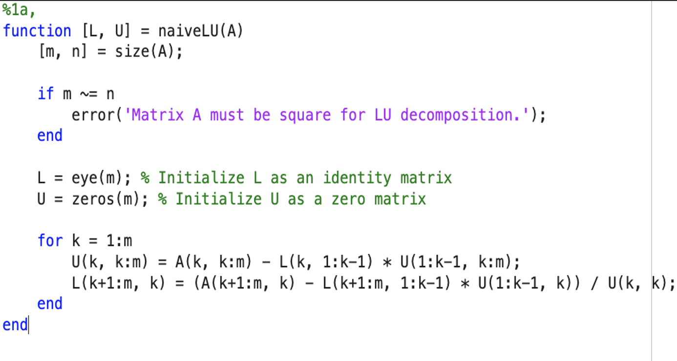 Solved - function y= naiveLTriSol (L,b). This function | Chegg.com