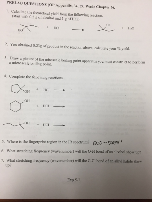 Solved PRELAB QUESTIONS (OP Appendix, 34, 39; Wade Chapter | Chegg.com