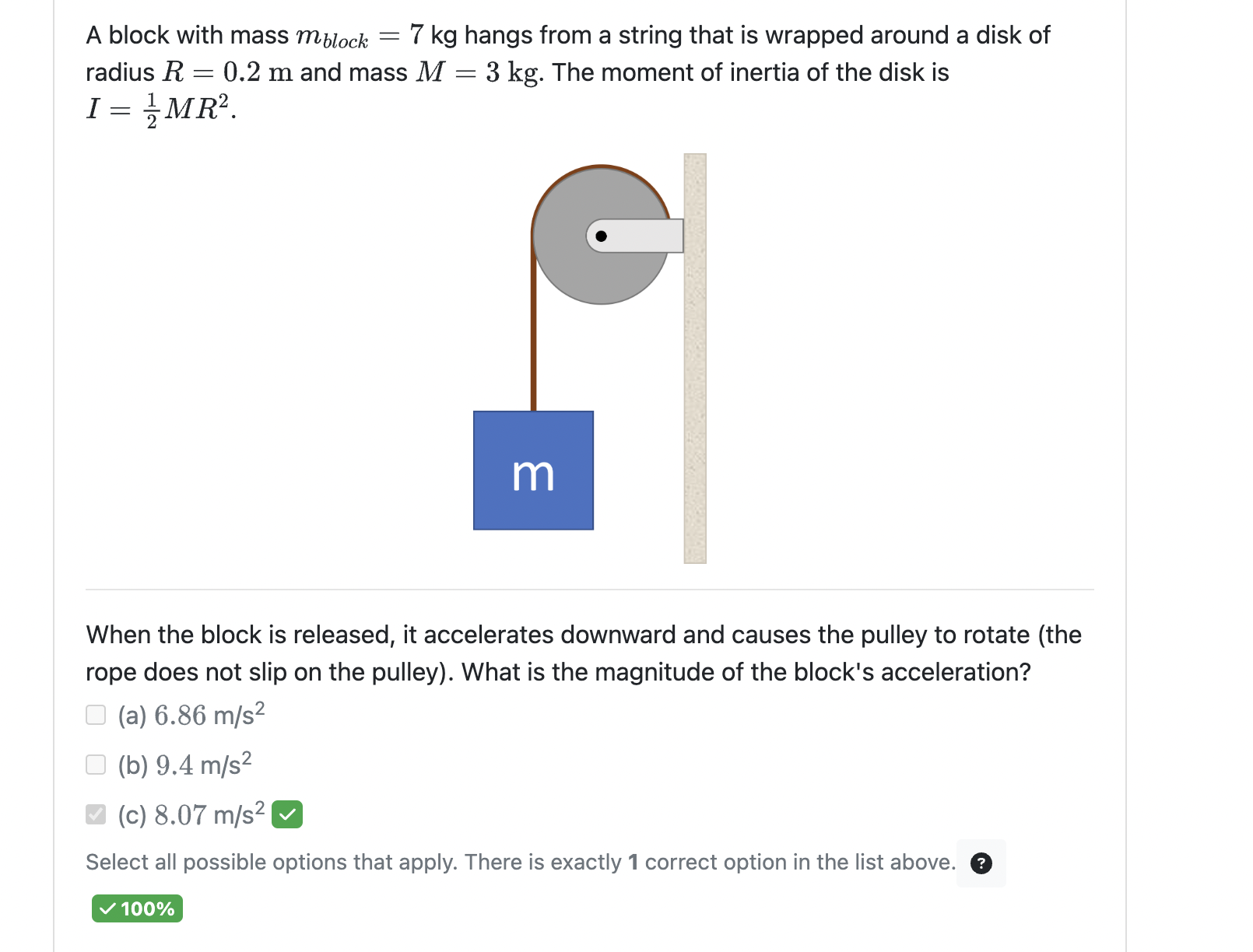 Solved A block with mass mblock =7kg ﻿hangs from a string | Chegg.com