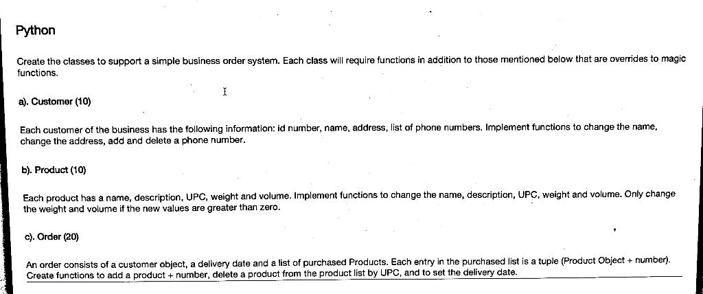 Solved Python overrides to magic Create the classes to | Chegg.com