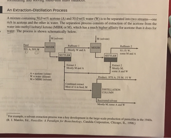 Solved An Extraction-Distillation Process A mixture | Chegg.com