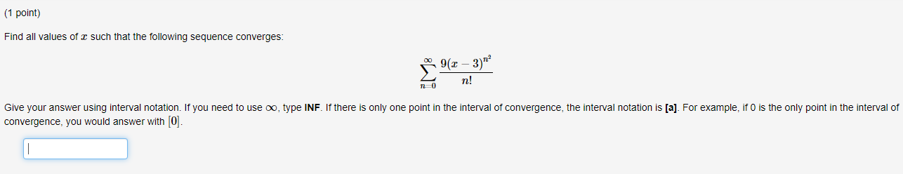 Solved (1 point) Find all values of x such that the | Chegg.com