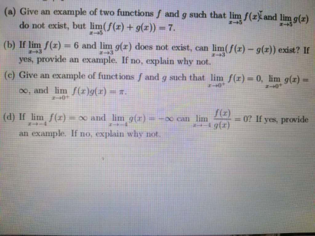 Solved (a) Give an example of two functions ſ and g such | Chegg.com