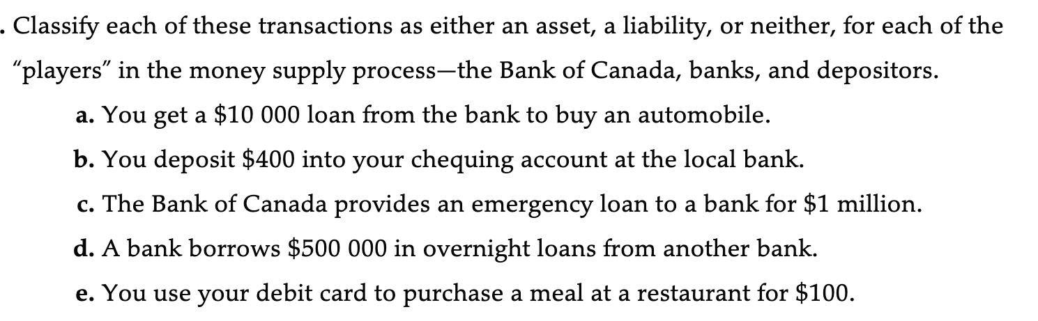 Solved . Classify each of these transactions as either an | Chegg.com